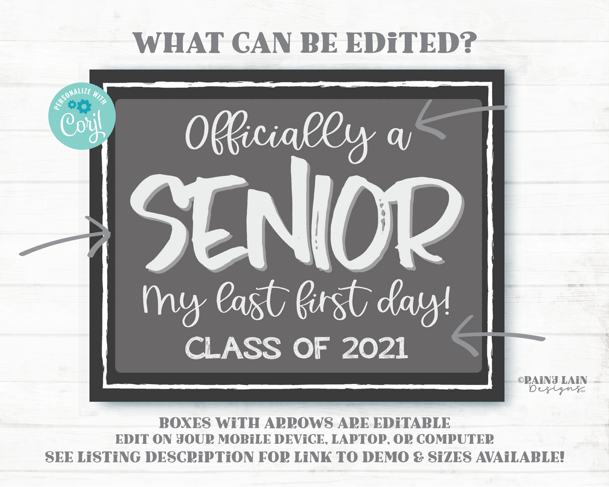 Officially a Senior Last First Day of School Sign Class of 1st day of ...