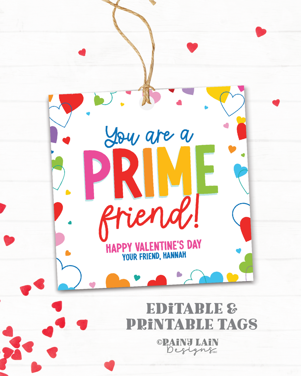 Prime Friend Valentine Tag, Classroom Exchange, Non-Candy Valentine, P ...