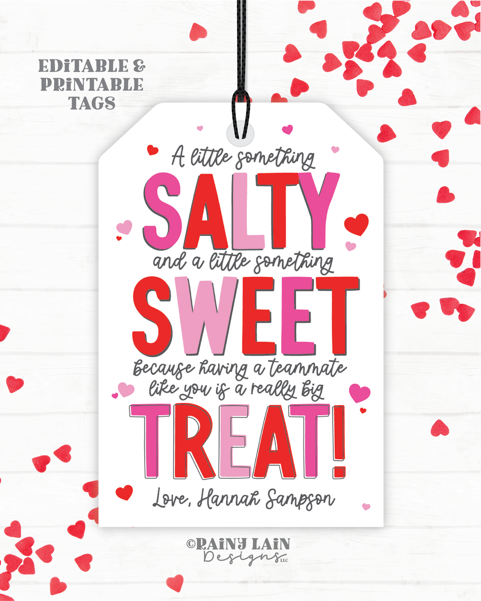 Sweet and Salty Appreciation Tag, Valentine's Day Team Appreciate, Co ...
