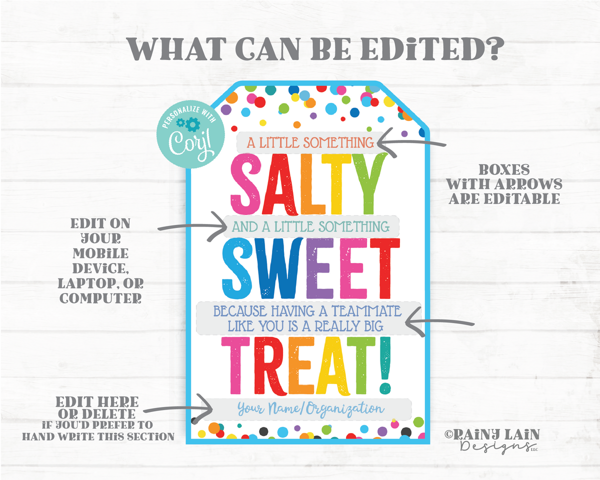 Salty Sweet Treat Tag, Something Salty and Sweet, Teammate Like you is ...