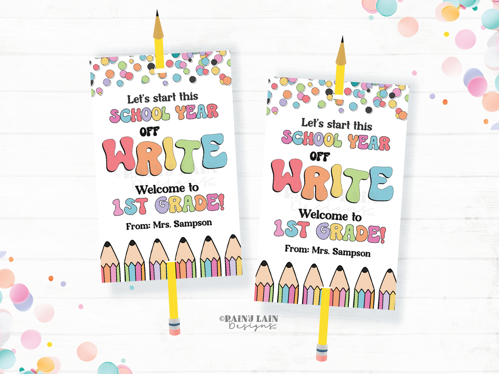 Start this School Year off WRITE Tag, Back to School Gift Tags Pencils ...