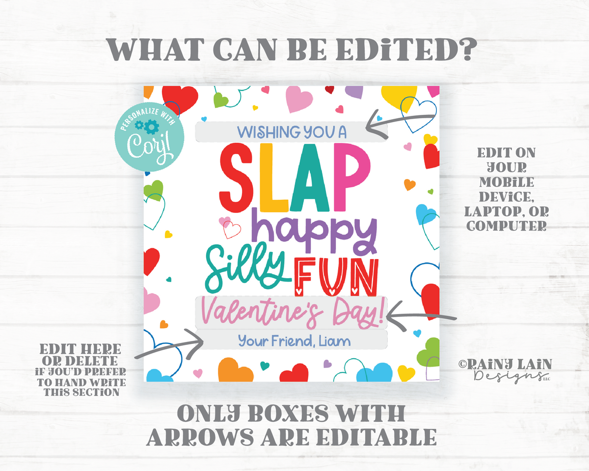 Slap Bracelet Valentine, Slap Happy Silly Fun Valentine's Day Gift Tag ...