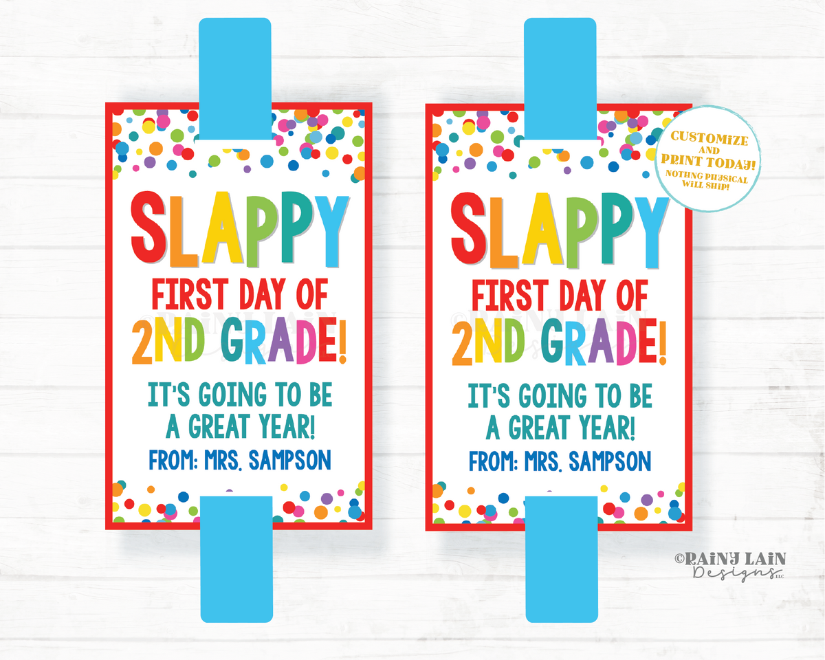 Slappy First Day of School Tag Slap Bracelet Card 1st Gift Preschool 2 ...