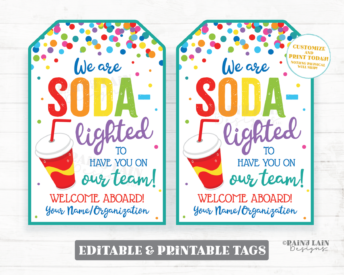 SODAlighted to Have You on Our Team Tag Soda Gift Soda Pop Employee We ...
