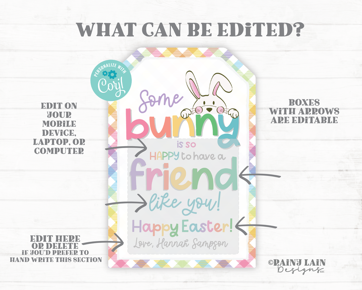 Editable Easter Bunny Tags, Spring Classroom Gift Tag, School Favor Ta ...