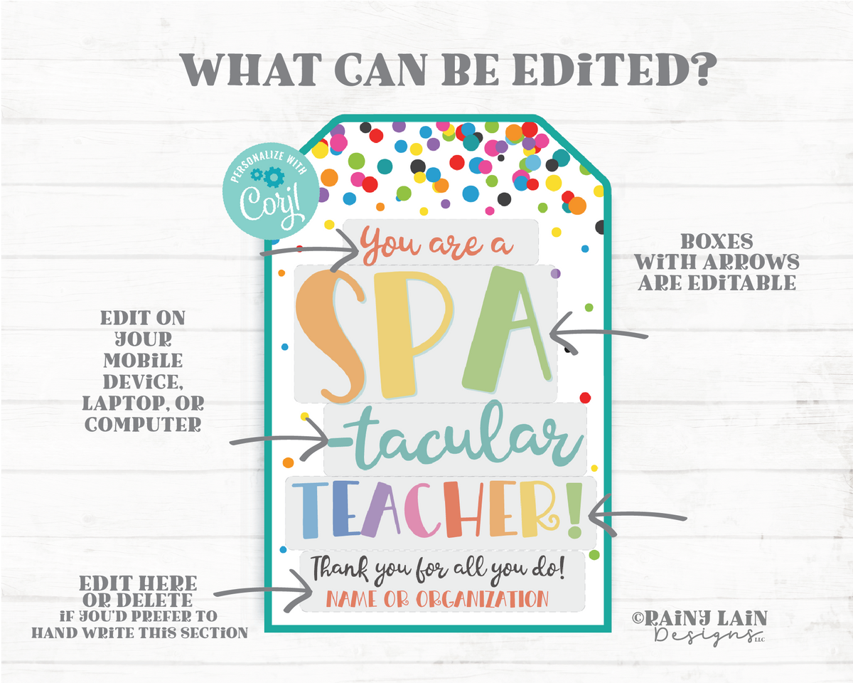 Spa-Tacular Gift Tags, Editable Spa Day, Beauty, Nails, Facial, Mask ...