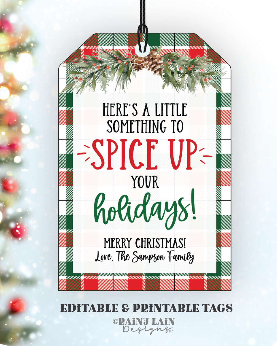 Editable Spice Up Your Holiday Gift Tag Template, Christmas Seasonings ...