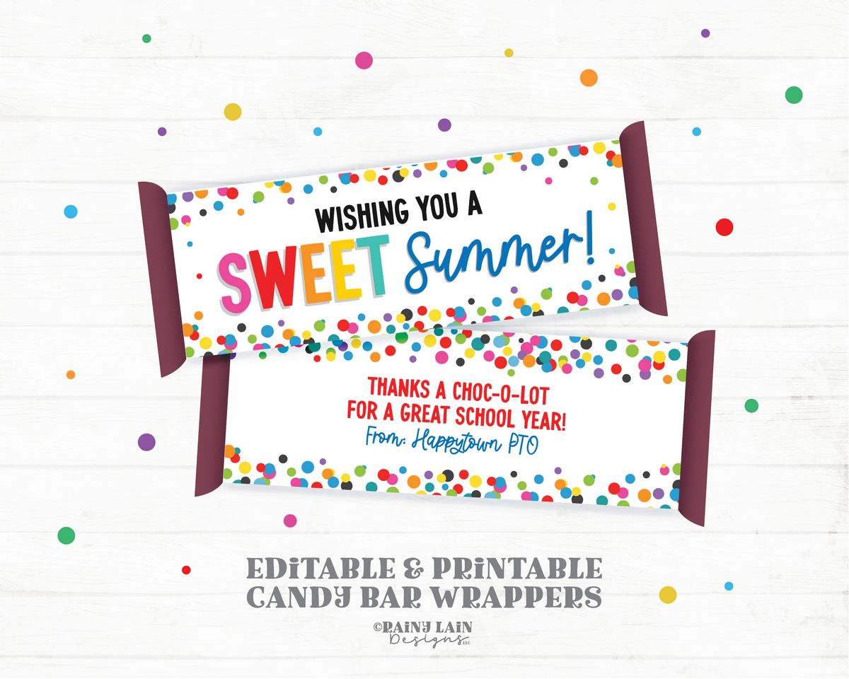 Printable Candy Bar Wrapper, Sweet Summer Teacher Appreciation Candy B ...