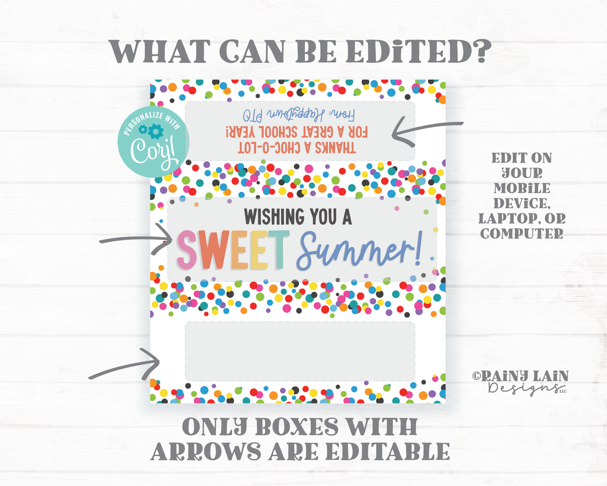 Printable Candy Bar Wrapper, Sweet Summer Teacher Appreciation Candy B ...