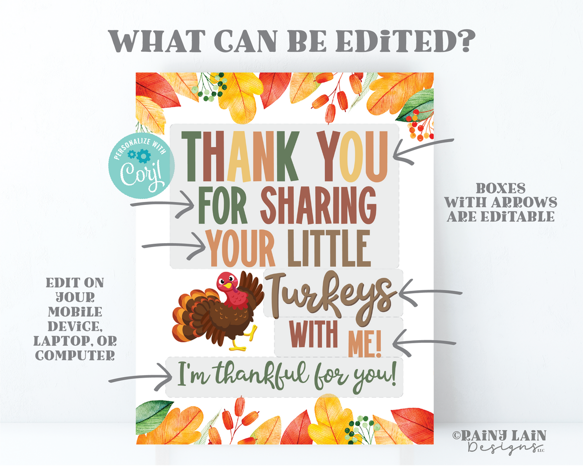 Thanks for Sharing your Little Turkeys Sign Thanksgiving Parent Apprec ...