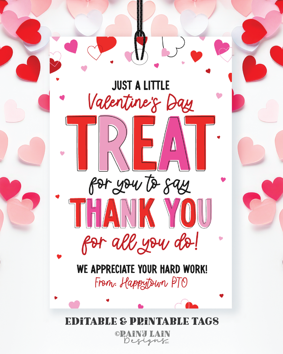 Valentine's Day Gift Tag, Sweet Treat, Teacher Appreciation Valentine ...