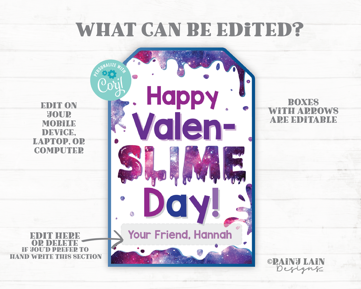 Editable Slime Valentine Printable, Valenslime Day Tag – Rainy Lain ...