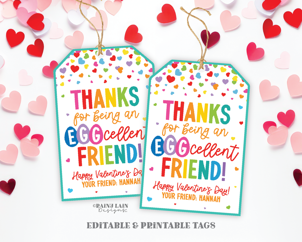 Valentine's Day Printable Tag, Eggcellent Friend, Classroom Exchange ...