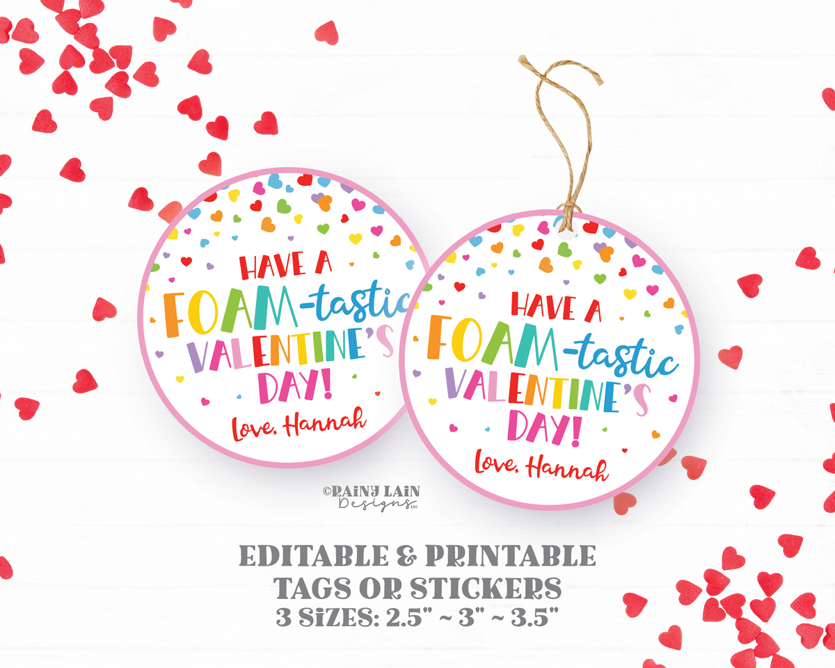 Play Foam Valentine, Foam-tastic Valentine's Day, Editable Gift Tag, C ...