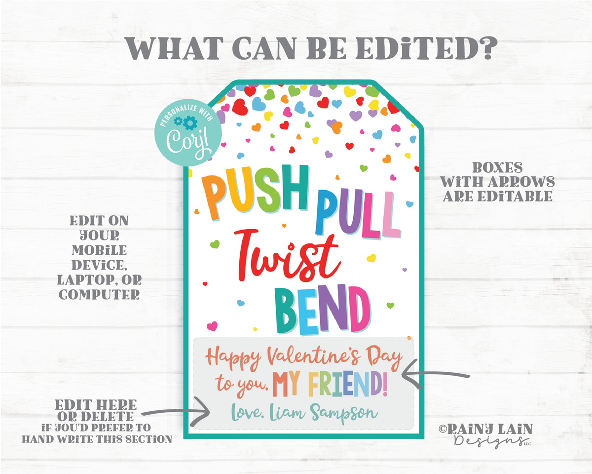 Fidget Valentine, Push Pull Twist Bend Happy Valentine's Day Friend Gi ...