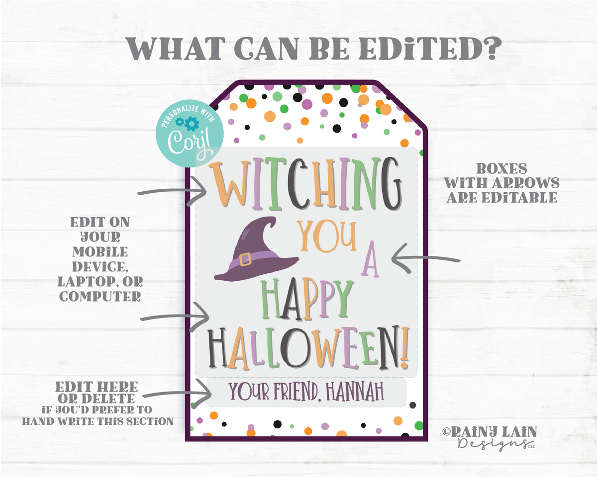 Witching You a Happy Halloween Tag Broomstick Pretzels Witch Hat Broom ...