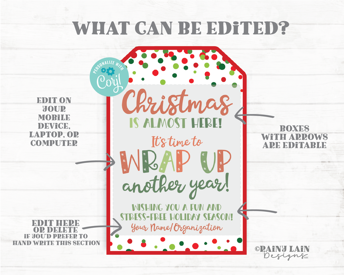 Christmas Almost Here Wrap Up Another Year Tag Holiday Printable Gift ...
