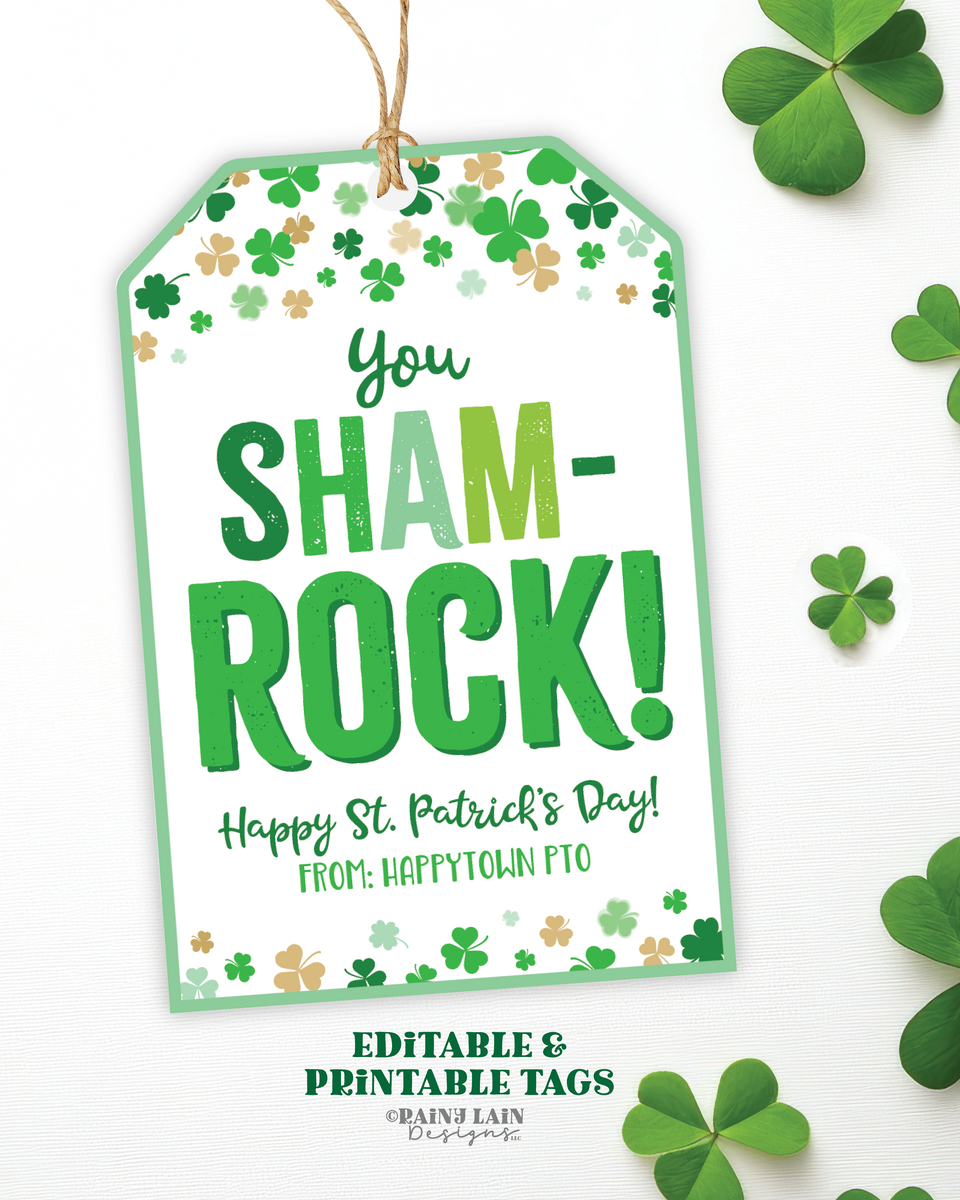 You Sham-ROCK Tag St Patrick's Day Gift St Patty's Shamrock Appreciati ...