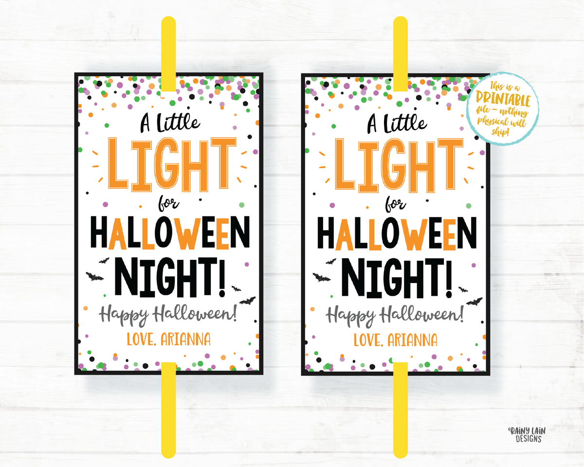 A little Light for Halloween Night Glow Stick Tag, Glow Stick Party Fa ...