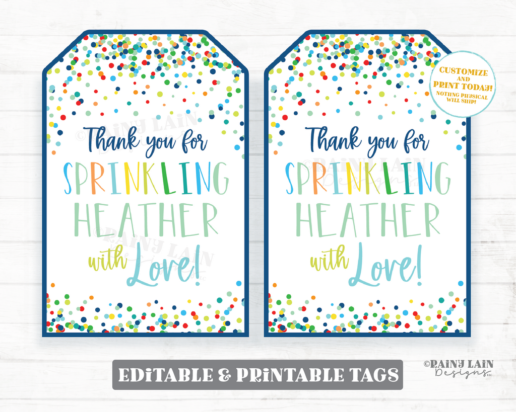 Baby Sprinkle Thank You Tags Editable Boy Baby Sprinkle Favor Mint Nav ...