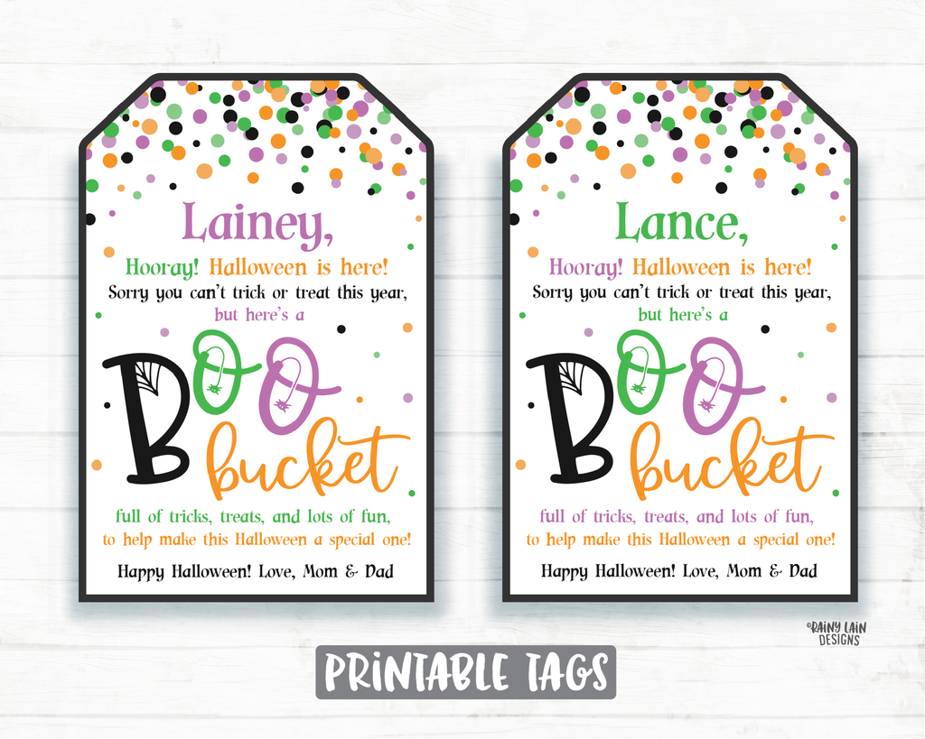 Boo Bucket Tags Halloween Printable Halloween Boo Basket Tags 2020 Hal ...
