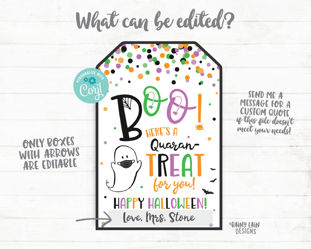 Boo Here's a Quaran-Treat for you Happy Quarantine Halloween Tags Prin ...