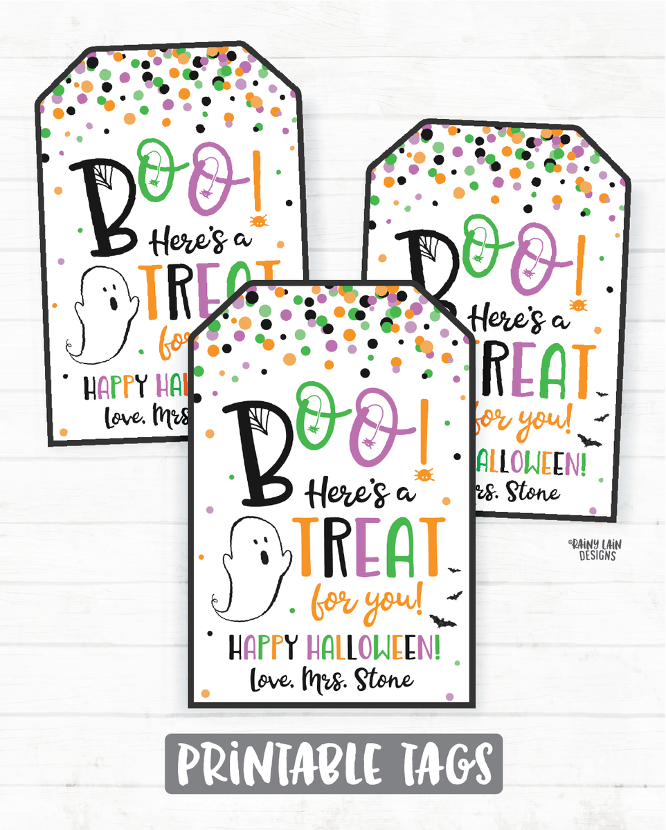 Hey Boo Here's a Treat for you Tags Halloween Printable Halloween Tag ...