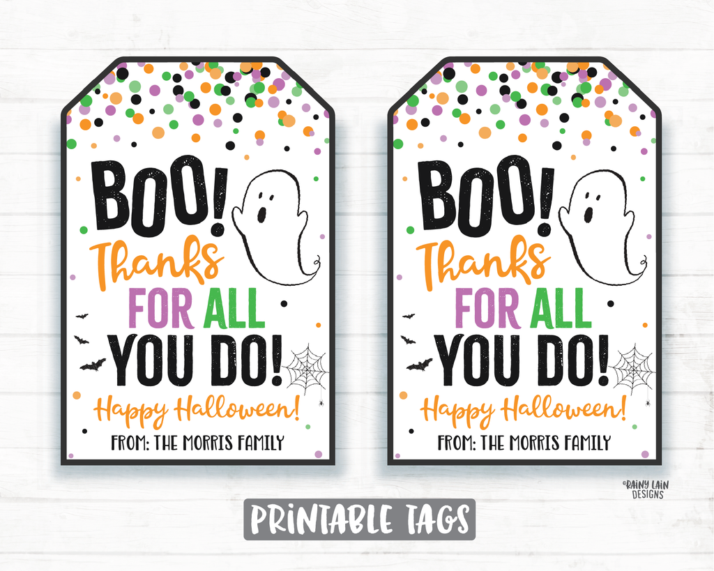 Boo Thanks for all you do tag Halloween Thank you Tags Halloween Print ...