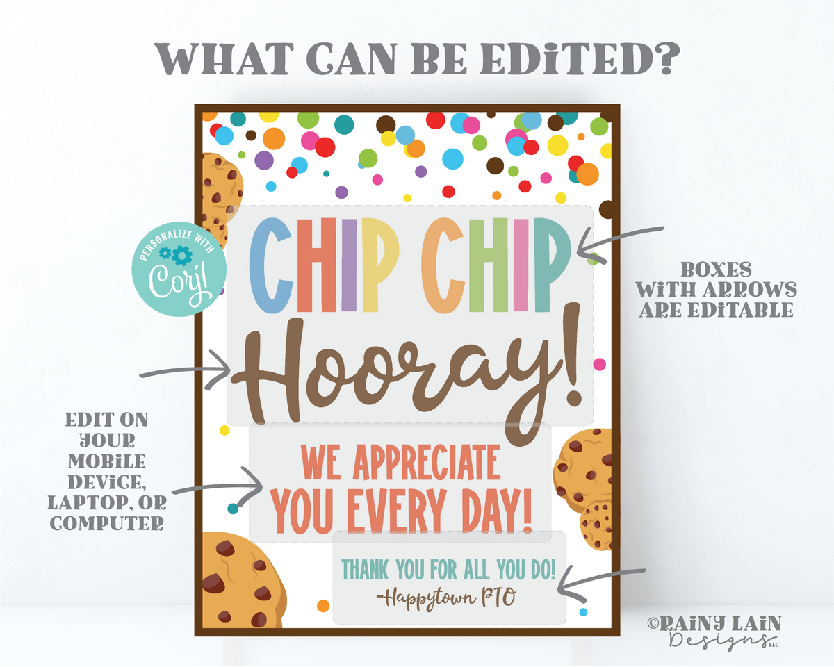 Chip Chip Hooray We Appreciate You Every Day Sign Teacher Appreciation ...