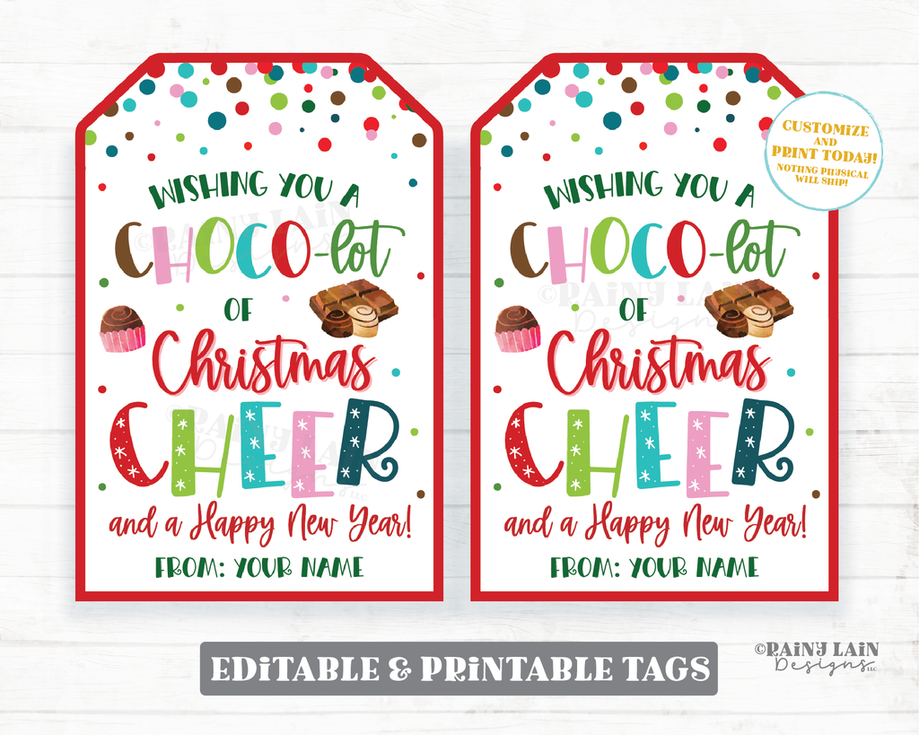 Christmas Chocolate Gift Tag Holiday Choco-lot of Christmas Cheer Empl ...