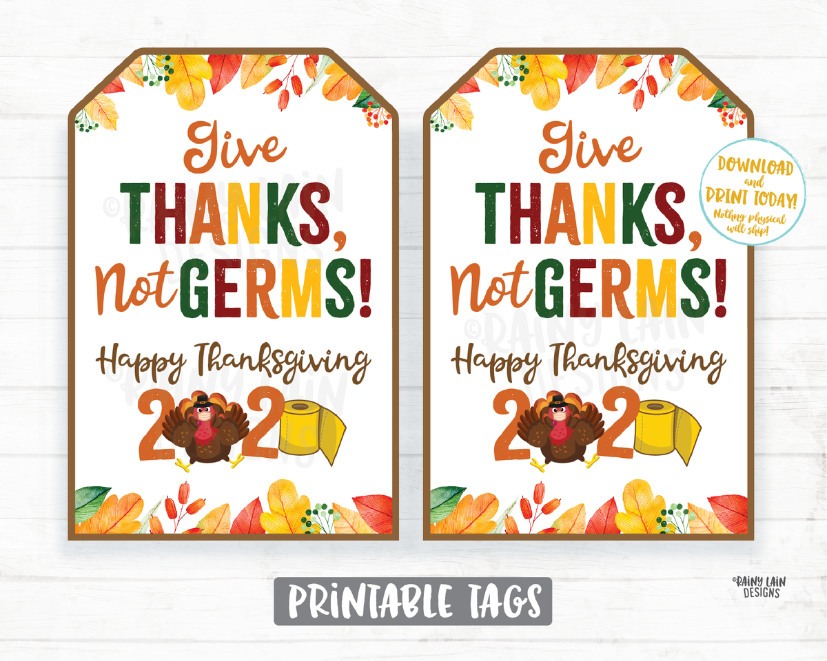 Give Thanks Not Germs Tags Happy Thanksgiving 2020 Tag Quarantine Soci ...