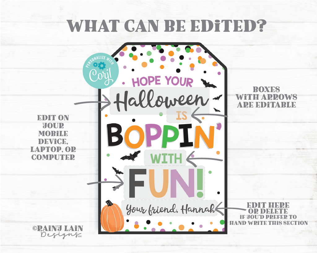 Halloween is Boppin' with Fun Tag Halloween Bop Gift Tag Halloween Bop ...
