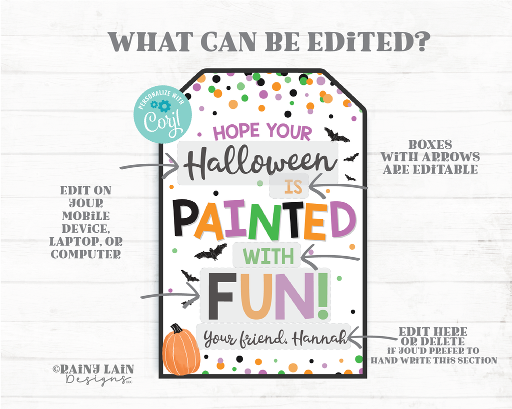 Halloween is Painted with Fun Tag Halloween Pumpkin Paint Gift Tag Hal ...