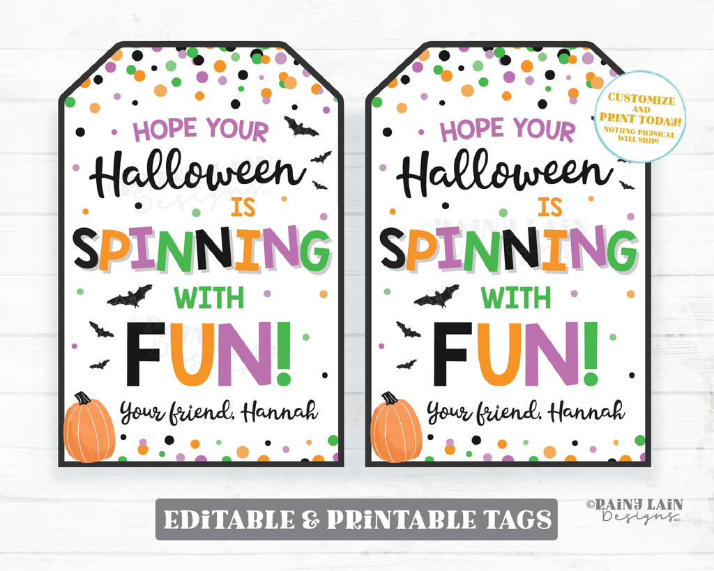 Halloween is Spinning with Fun Tag Halloween Spinner Gift Tag Hallowee ...