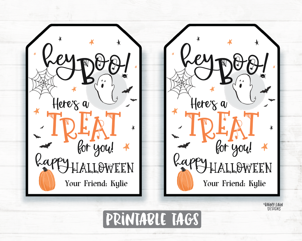 Hey Boo Here's a Treat for you Tags Halloween Printable Halloween Tag ...