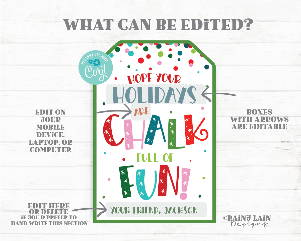 Chalk Gift Tags Hope your Holidays are chalk full of fun Christmas Hol ...