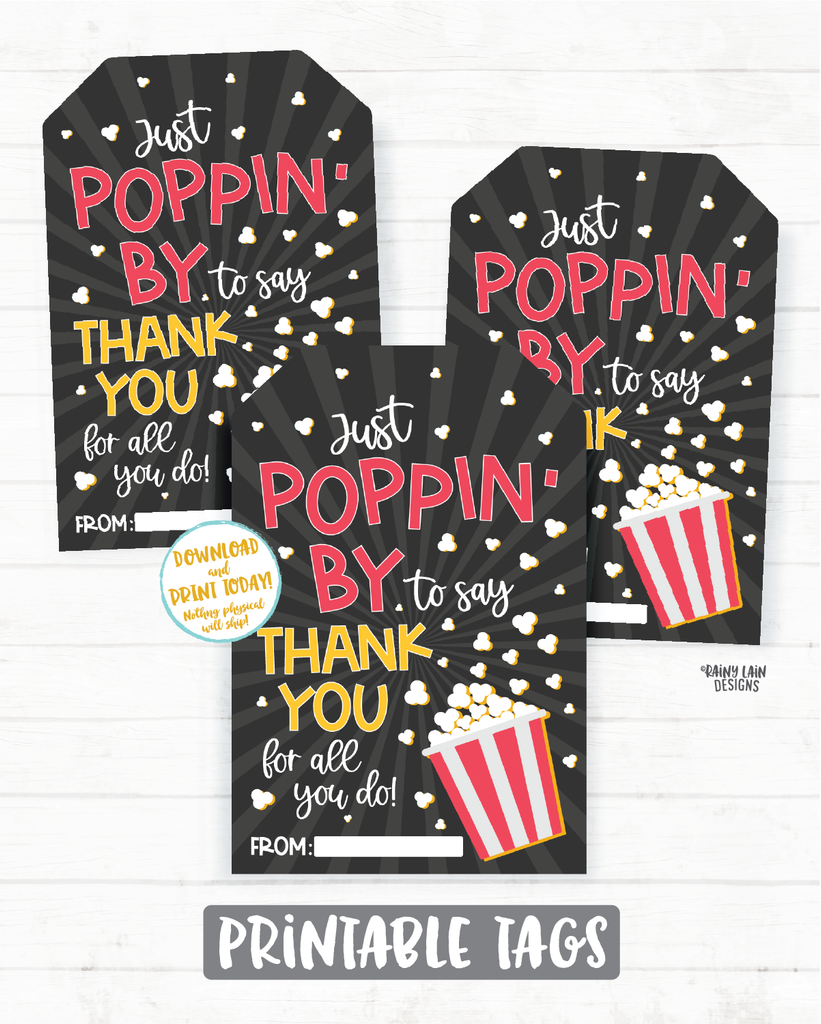 Popcorn Thank You Tag Popping by tag teacher, staff, employee apprecia ...
