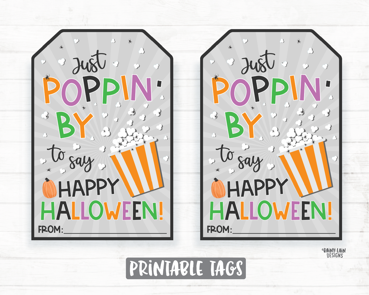 Popcorn Thank You Tag just poppin by to say happy halloween popcorn ta ...