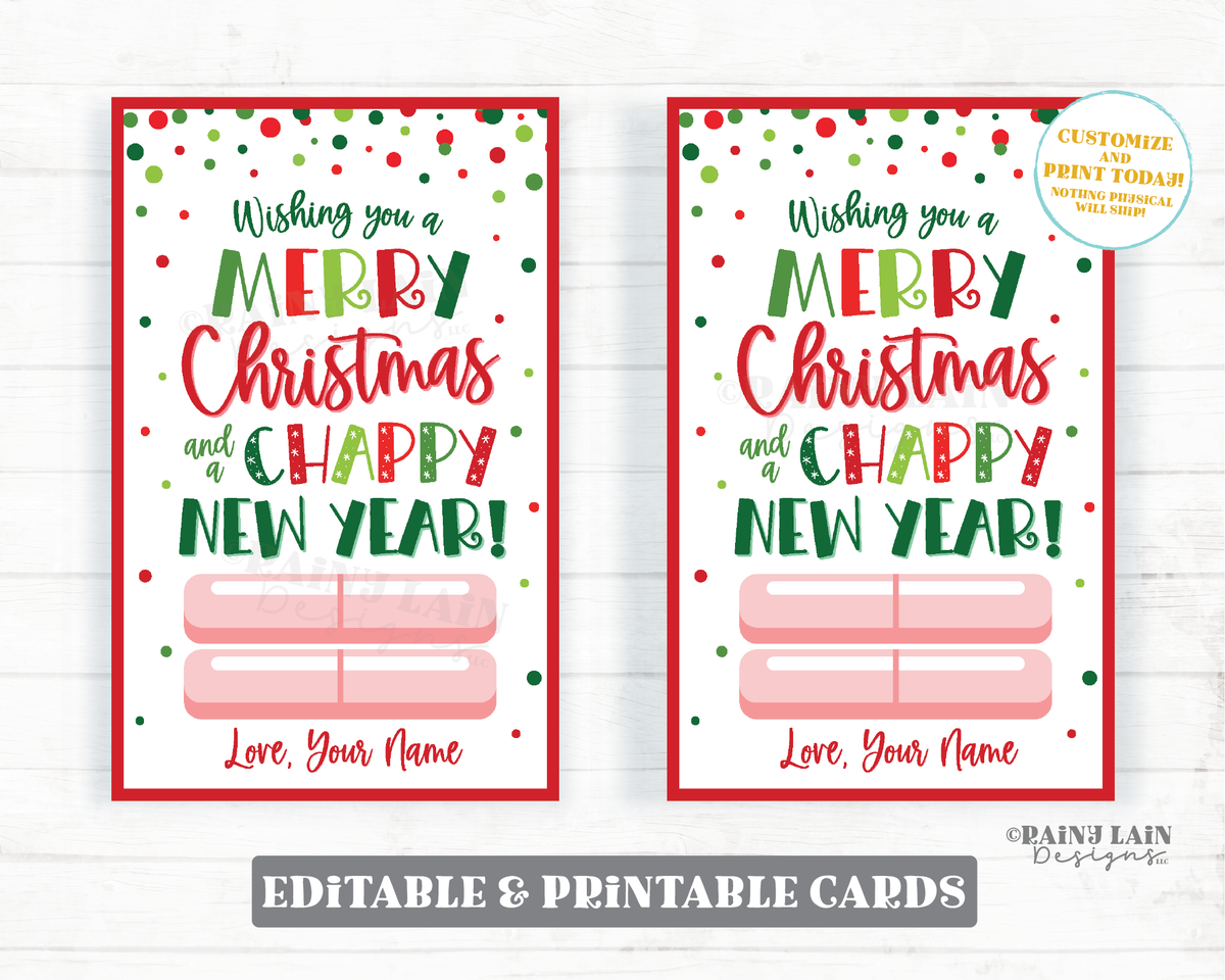 Merry Christmas and Chappy New Year Card Holiday Chapstick Christmas L ...