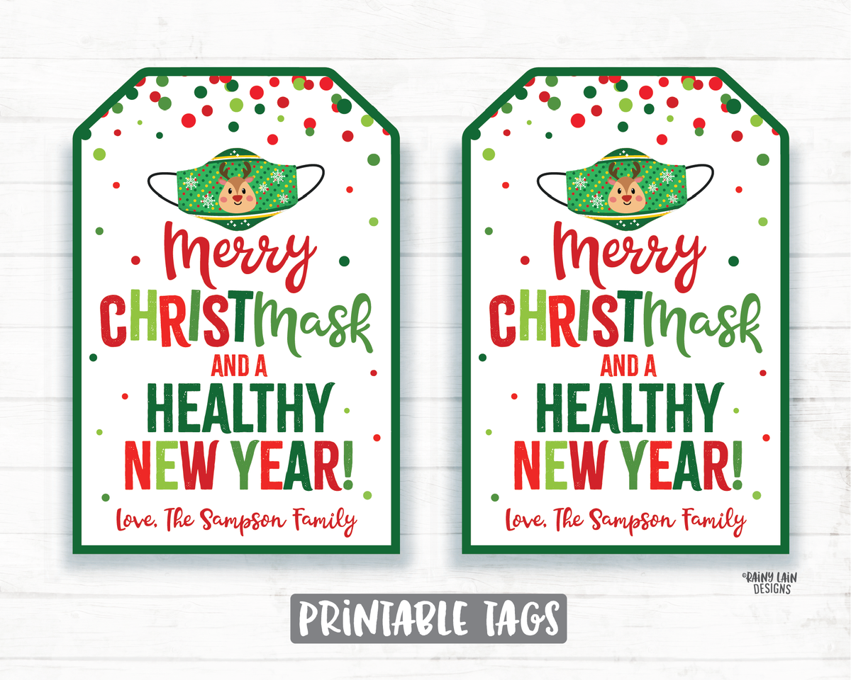 Merry Christmask Face Mask Gift Tag Christmas Tags Employee Appreciati ...