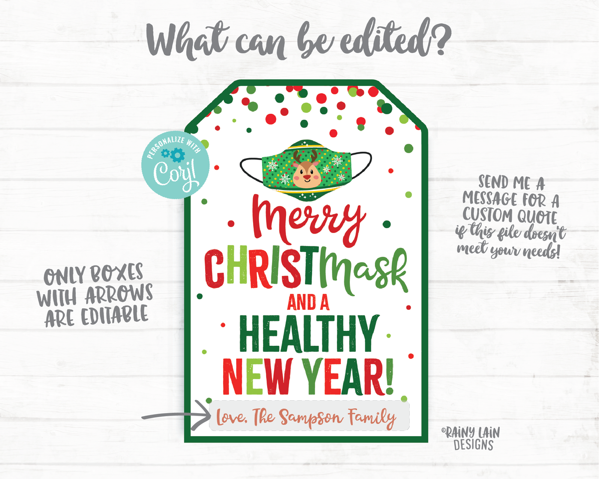 Merry Christmask Face Mask Gift Tag Christmas Tags Employee Appreciati ...