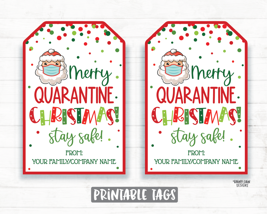 Merry Quarantine Christmas Tags Printable Christmas Editable Holiday F ...
