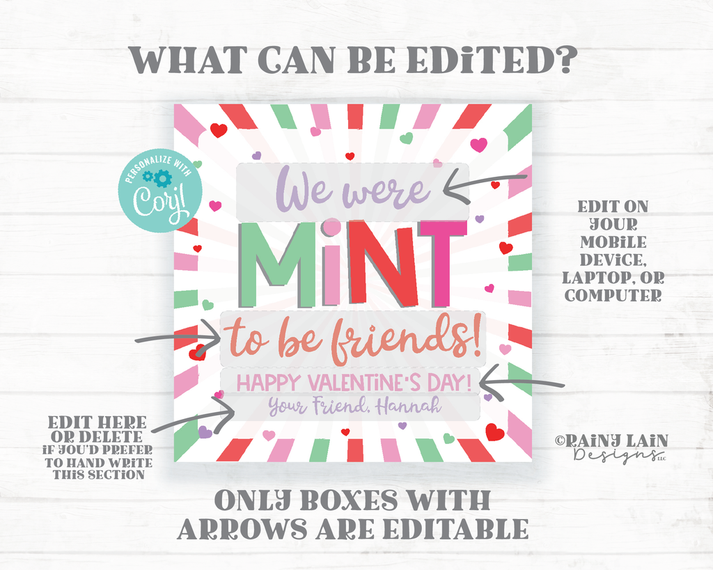 We were mint to be friends Valentine's Day Mint Cookies Valentine Mint ...