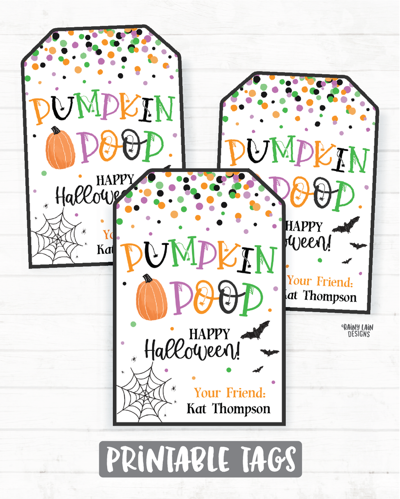 Pumpkin Poop Tags Halloween Tags Printable Halloween Tag Editable Hall ...