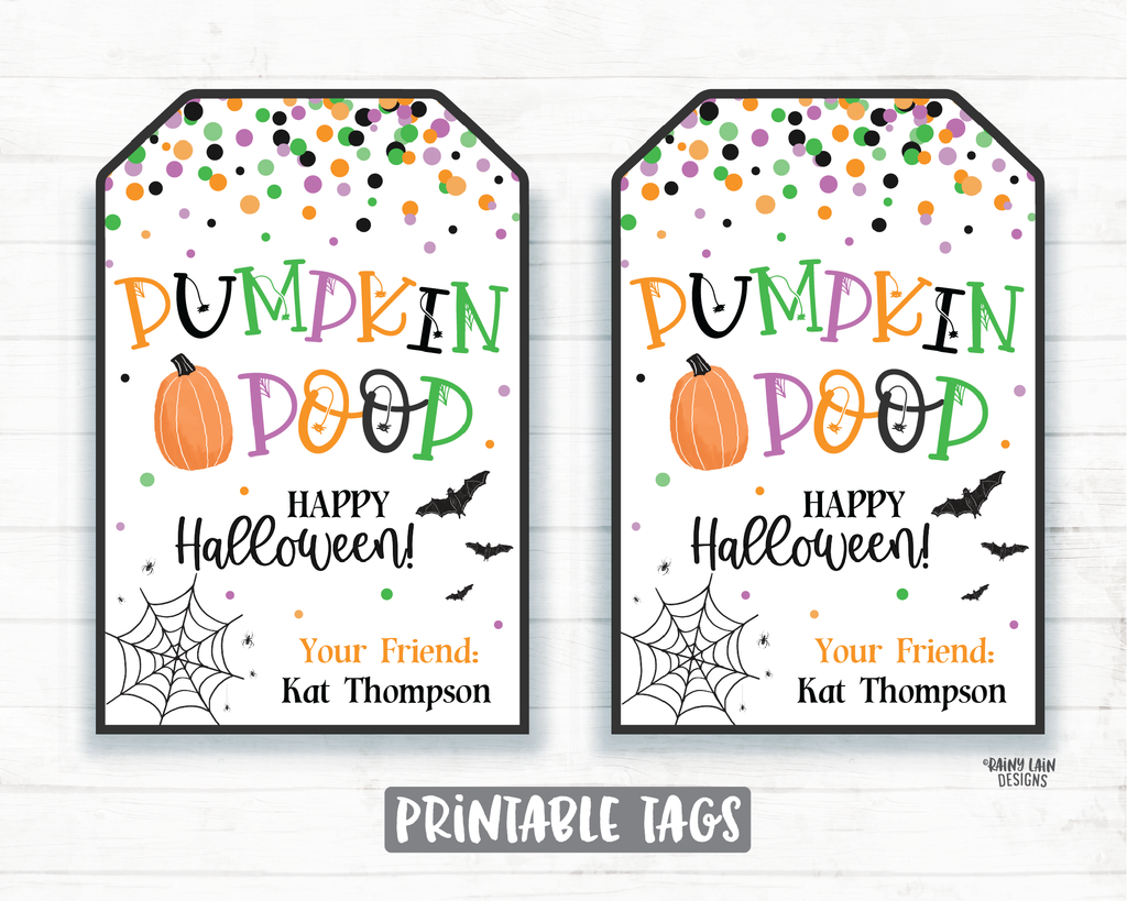 Pumpkin Poop Tags Halloween Tags Printable Halloween Tag Editable Hall ...