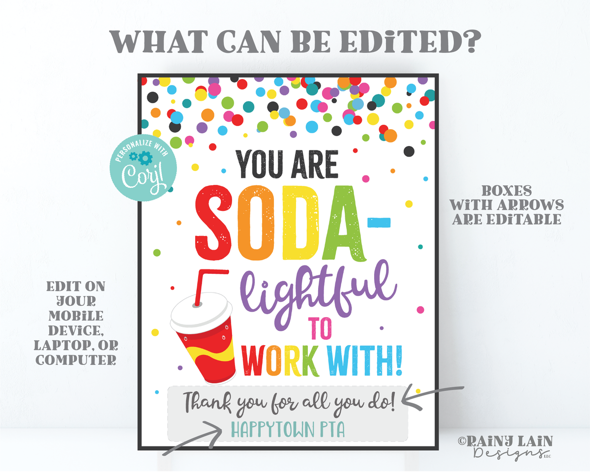 You Are SODAlightful to work with Sign Soda Break room Lounge Sign Sod ...