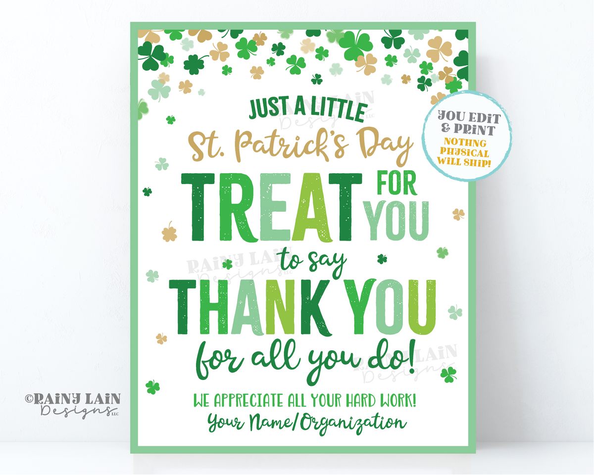 St Patrick's Day Treat for you to say Thank you for all you do St Patt ...