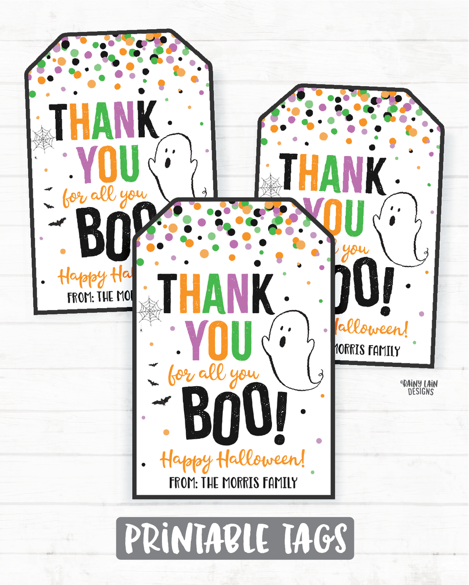 Thank you for all you boo Tags Halloween Tags Printable Halloween Tag ...