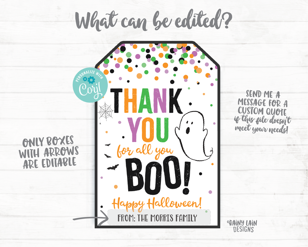 Thank you for all you boo Tags Halloween Tags Printable Halloween Tag ...