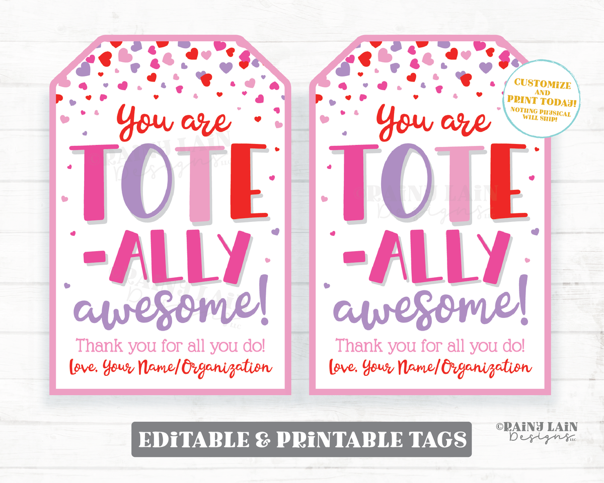 Tote-ally Awesome Valentine Tag Tote Bag Reusable Bag Valentine's Day ...